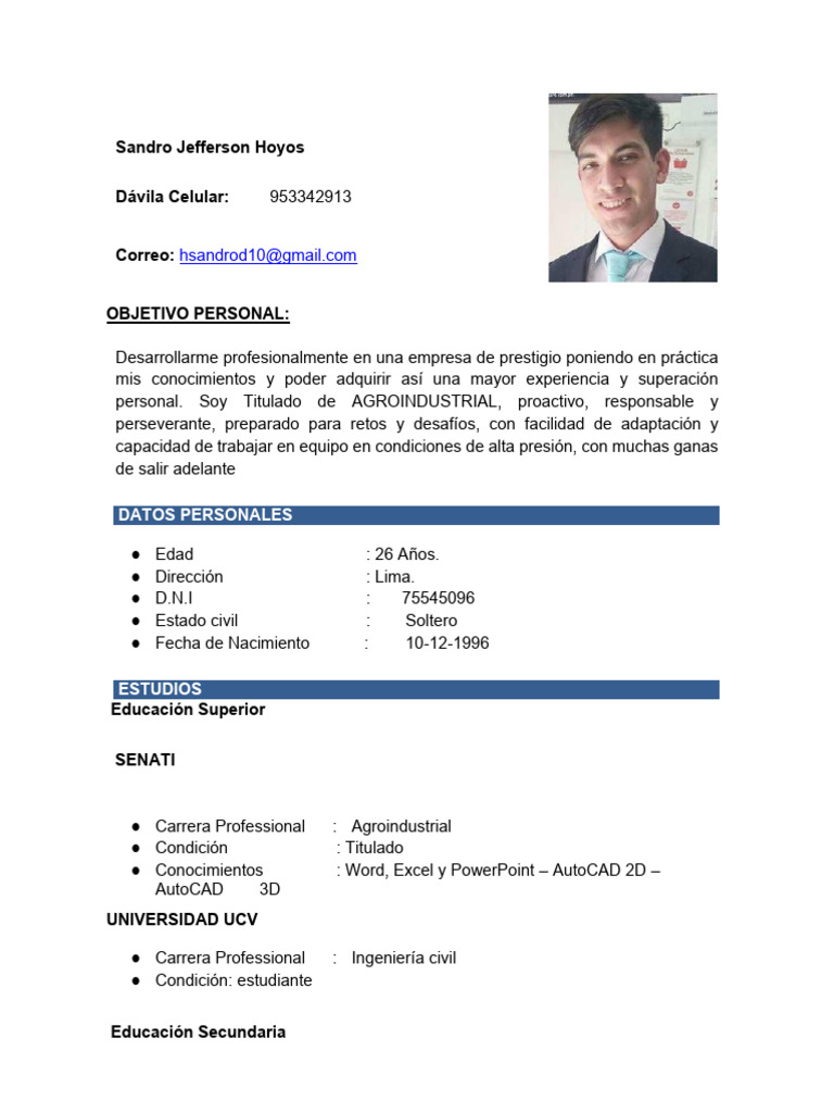 calidad y produccion sandro cv | PDF