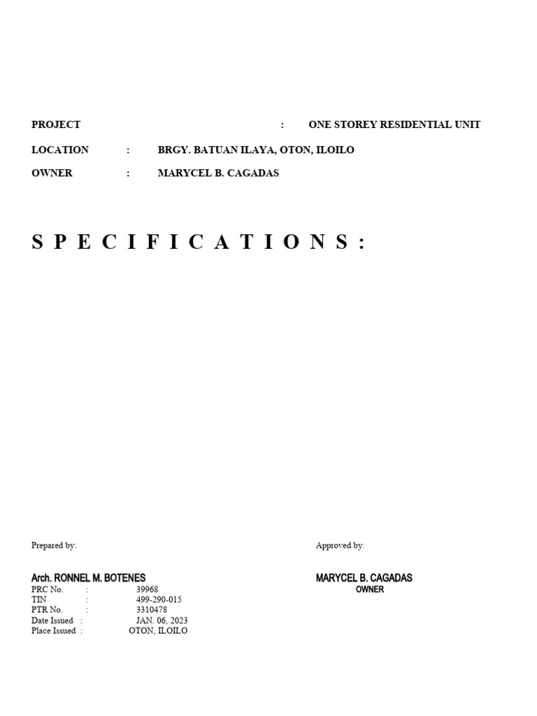 Architectural Specifications Documents | PDF