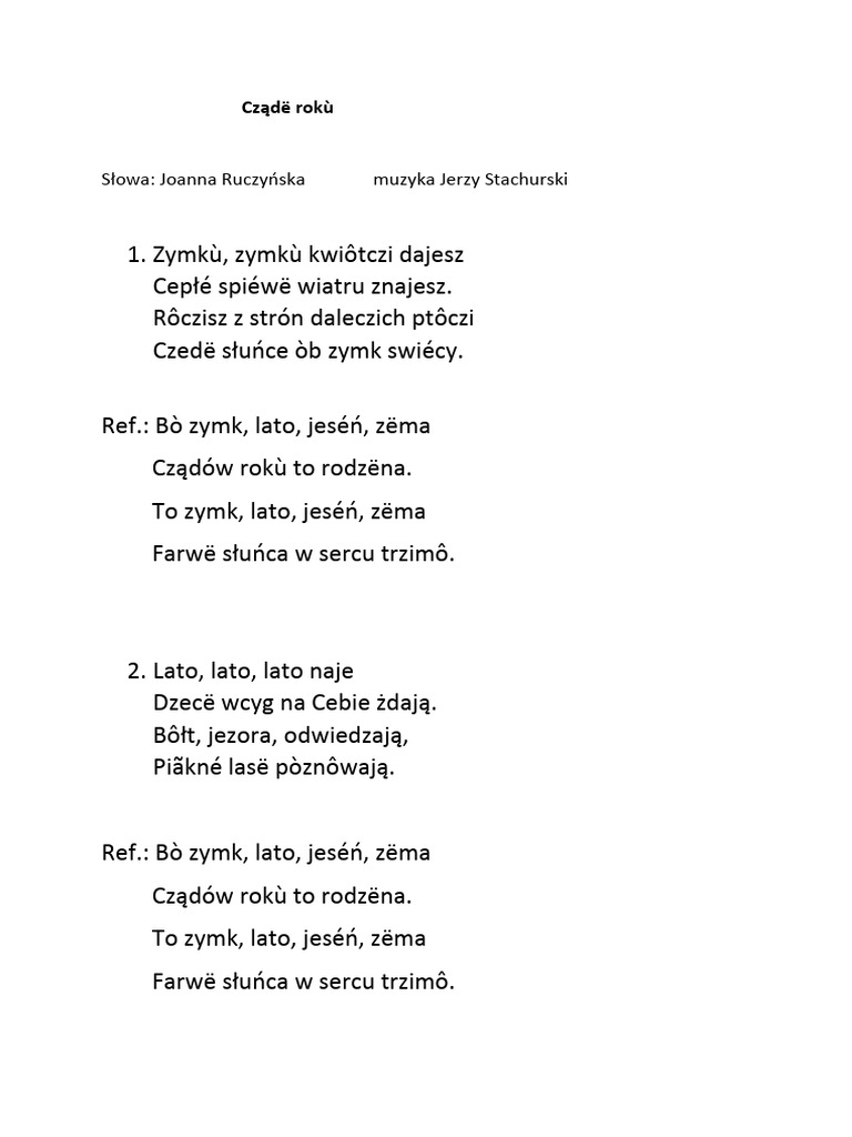 Piosenka o Porach Roku T-1 | PDF