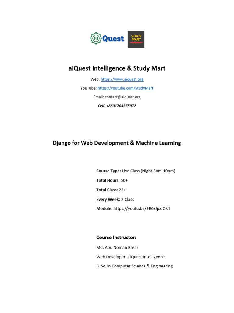 Django For Web And Ai Newmodule Pdf Class Computer Programming Python Programming Language