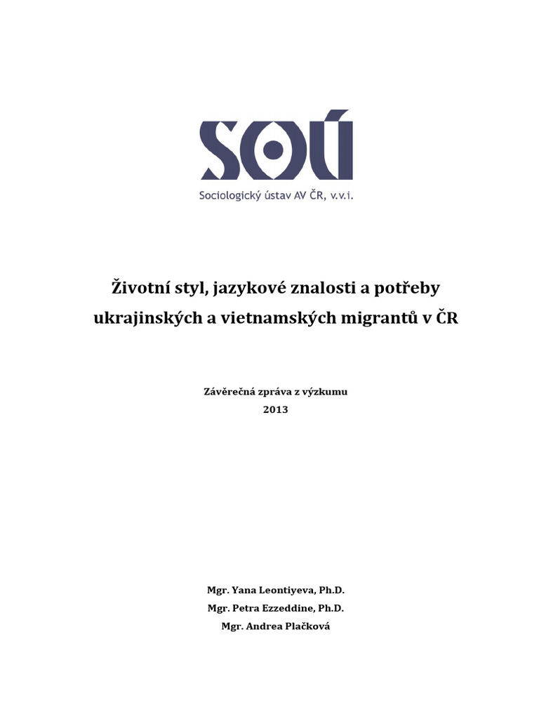 Zivotni Styl Jazykove Znalosti A Potreby Migrantu | PDF