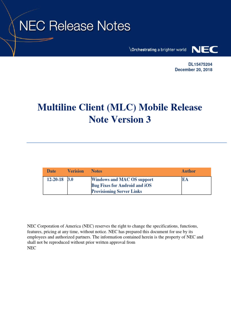 MLC Rel Note 3 | PDF | Ios | Android (Operating System)