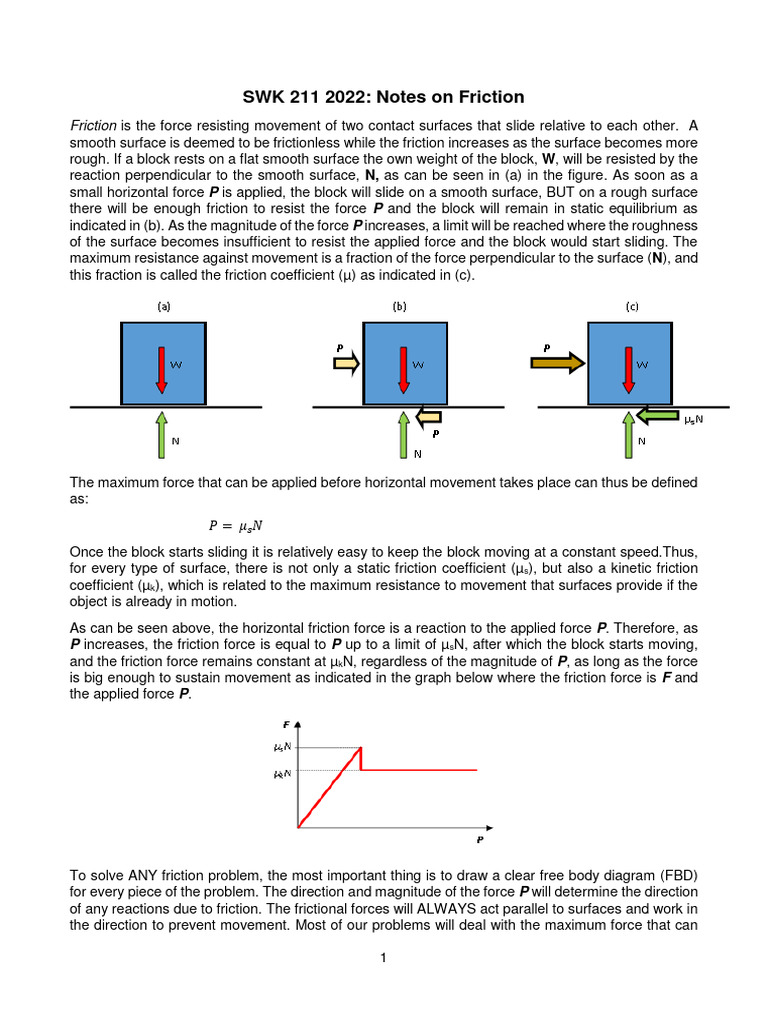 Notes On Friction Pdf