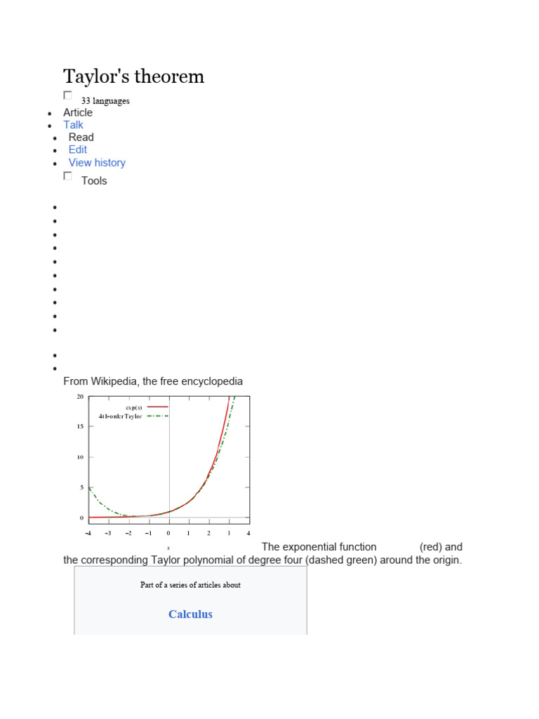 Taylor's Theorem | Download Free PDF | Derivative | Function (Mathematics) Taylor's Theorem | Download Free PDF | Derivative | Function (Mathematics)