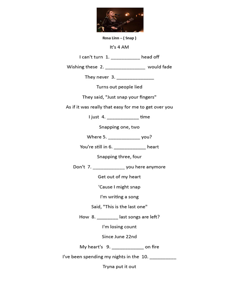 Lyrics in English - Students - Class | PDF