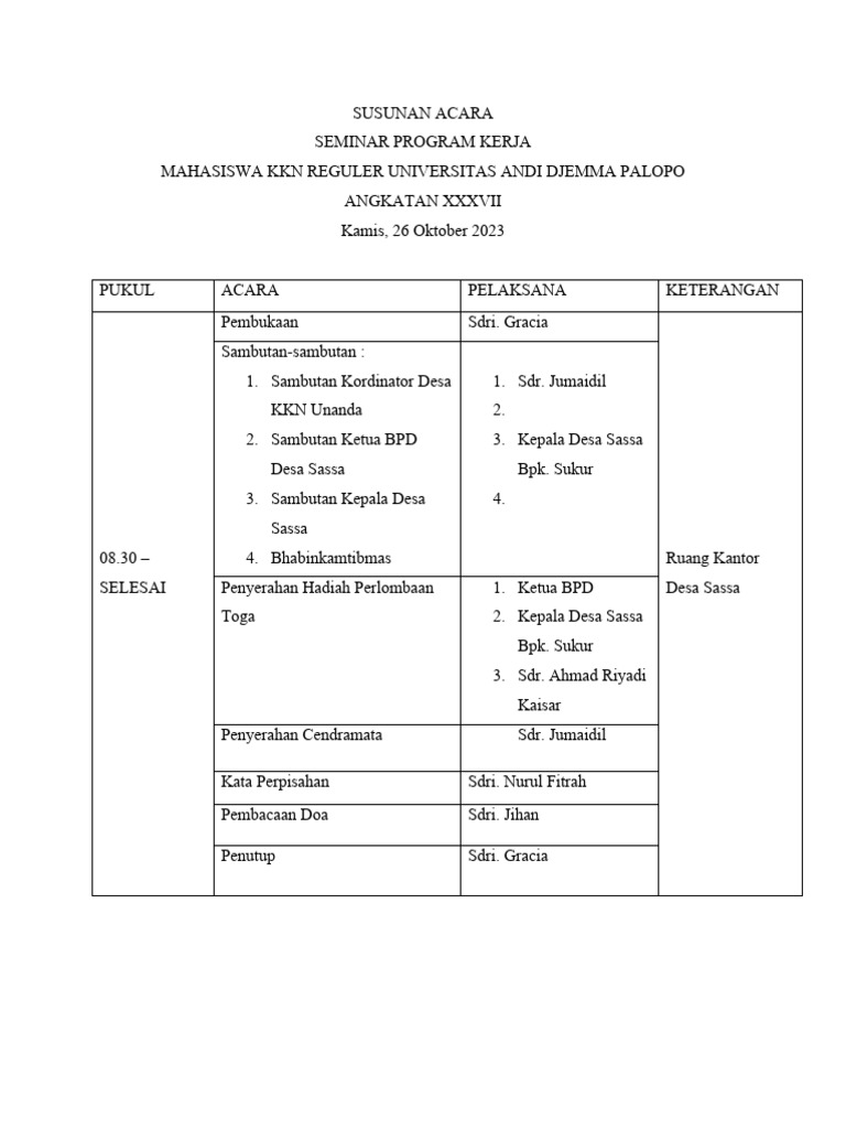 Susunan Acara Seminar-2 | PDF
