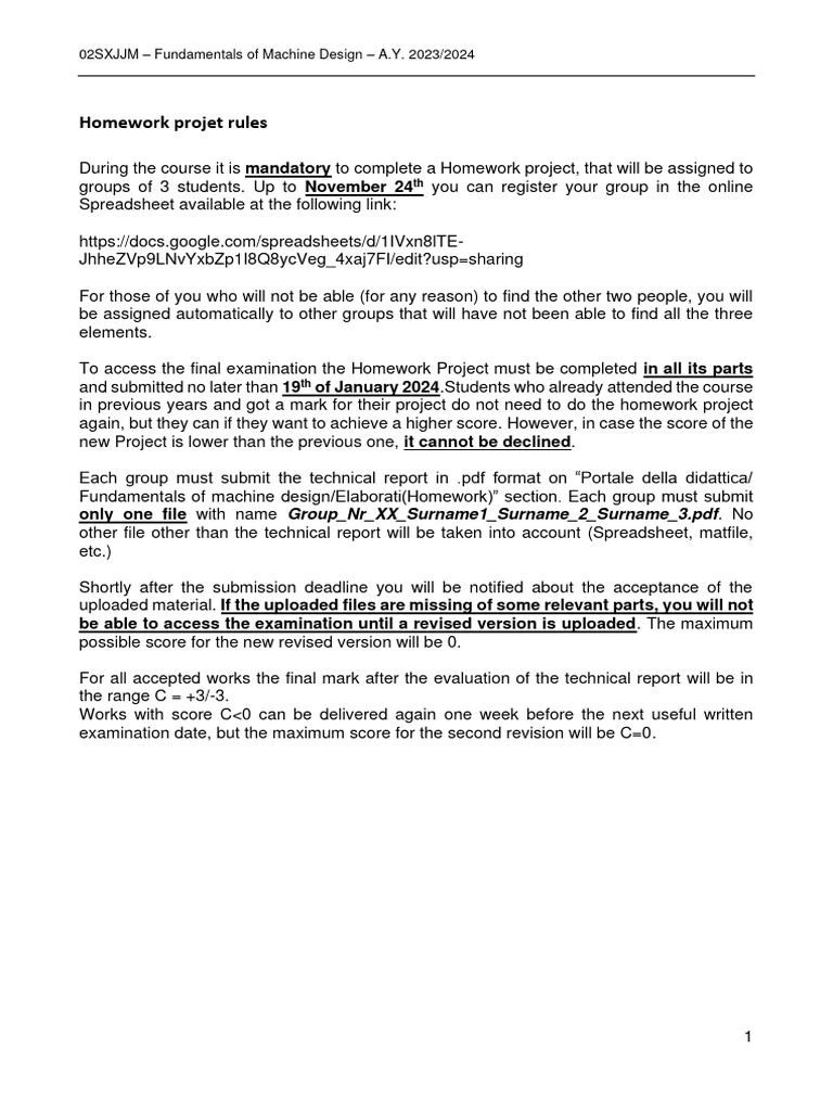 Machine Design Homework Project Guidelines | PDF | Bearing (Mechanical ...