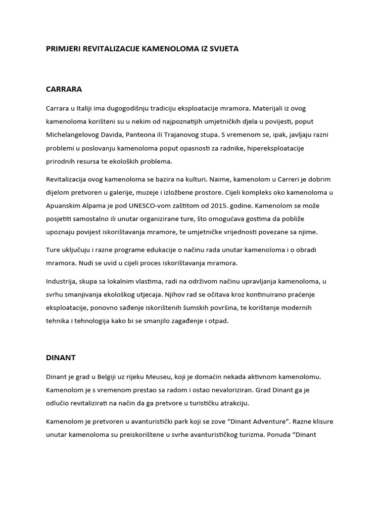 Primjeri Revitalizacije Kamenoloma Iz Svijeta | PDF