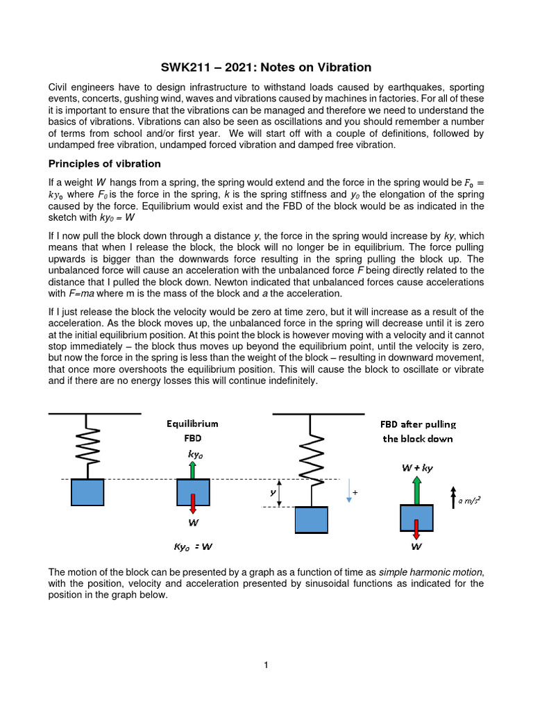 SWK211 Notes On Vibration | PDF | Oscillation | Damping