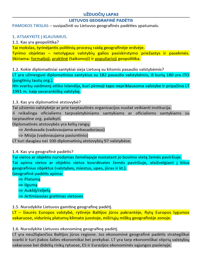 03 Lietuvos Geografine Padetis | PDF 03 Lietuvos Geografine Padetis | PDF