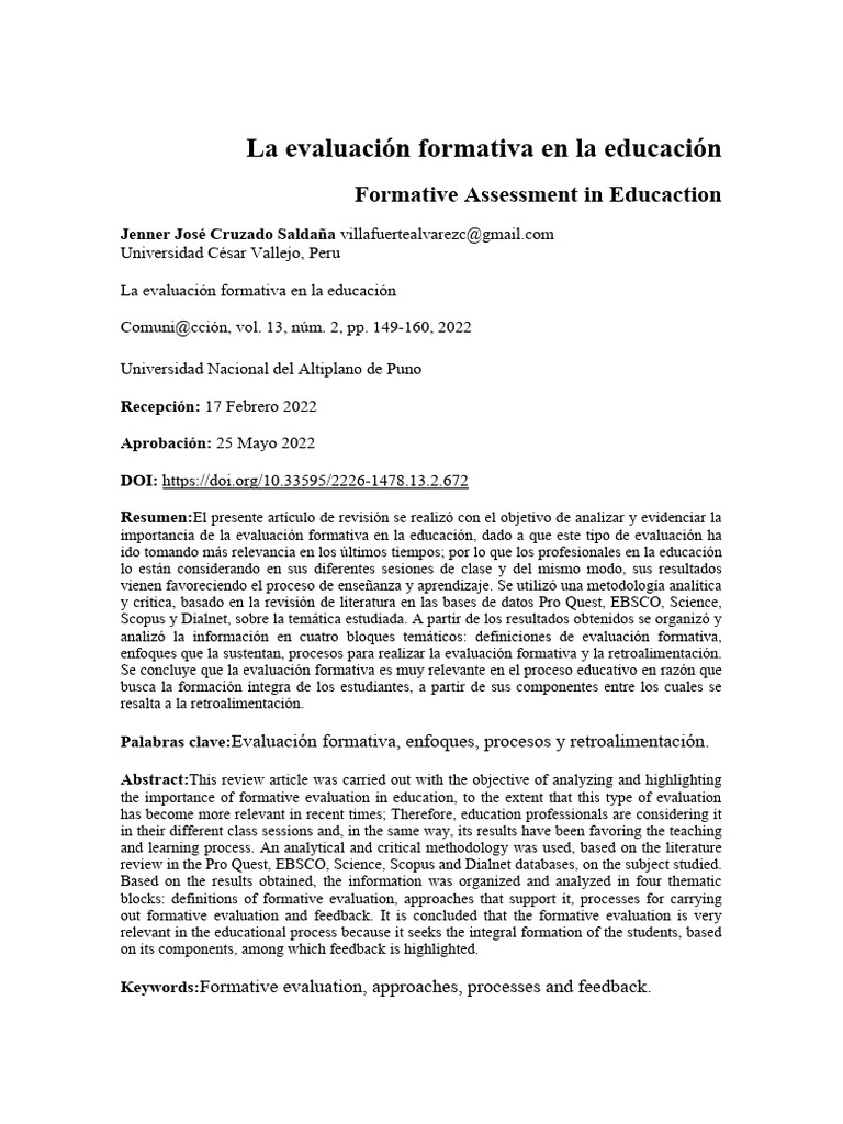 La Evaluación Formativa en La Educación | PDF | Evaluación | Enseñando
