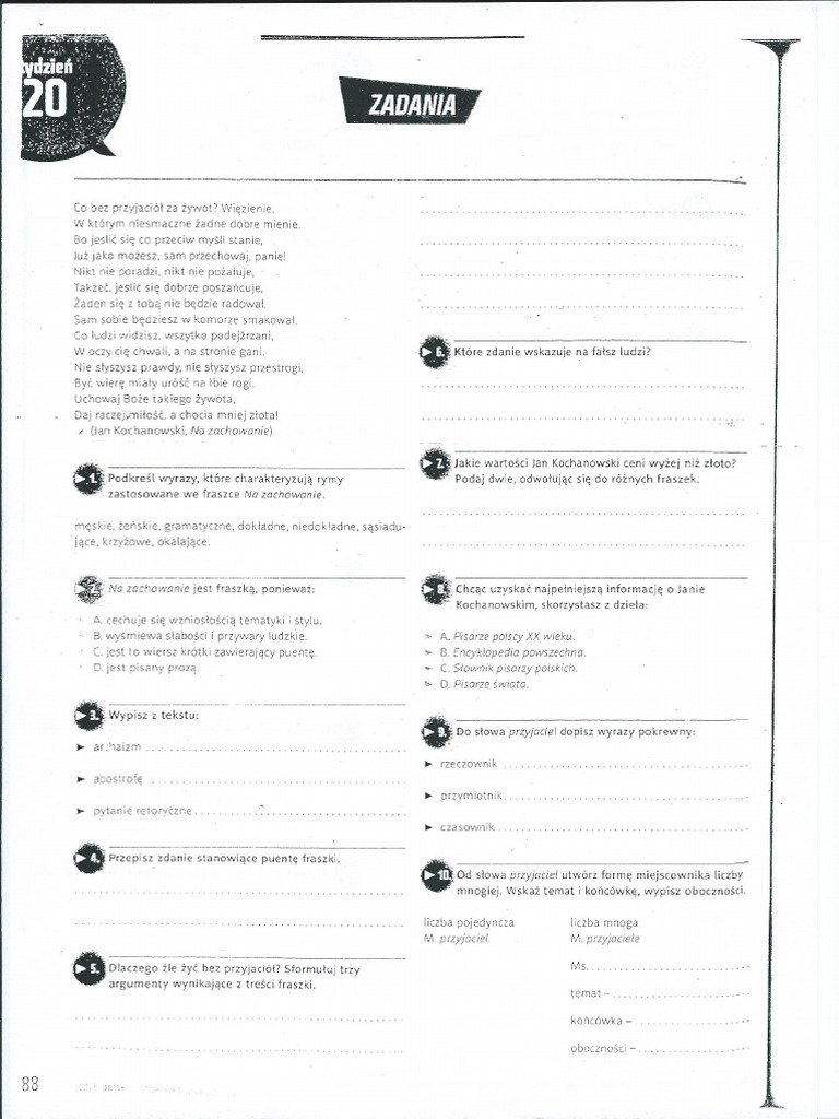 Jan Kochanowski, Powt. 3 | PDF