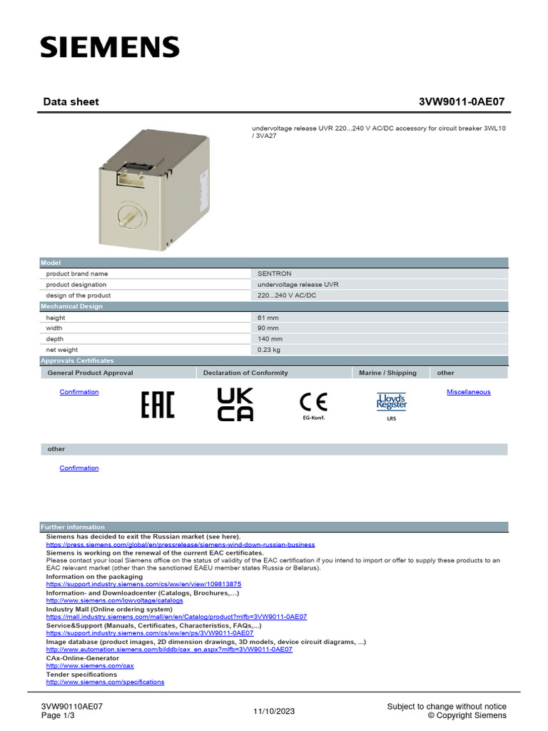 3VW90110AE07 Datasheet en | PDF