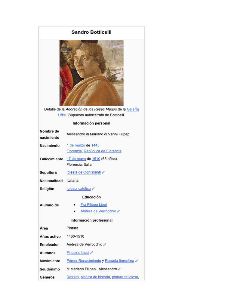 Sandro Botticelli | PDF | Pinturas