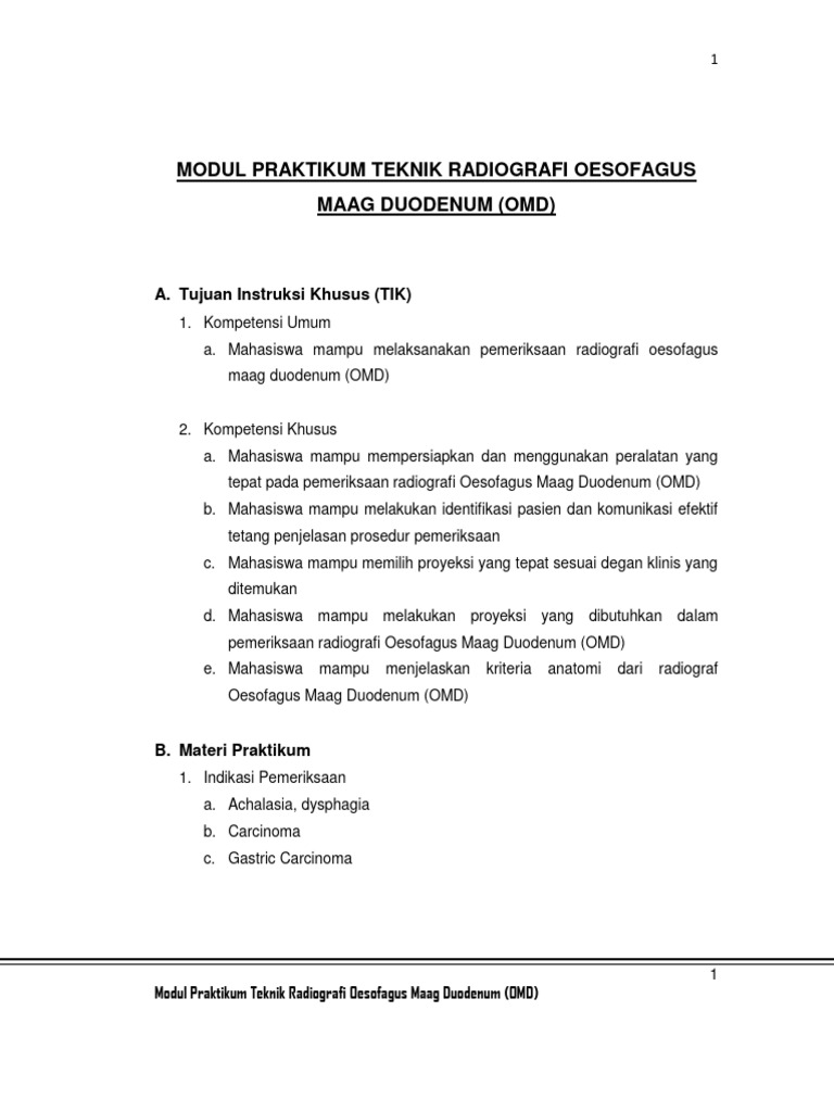 Modul Pratikum Teknik Radiografi Omd | PDF