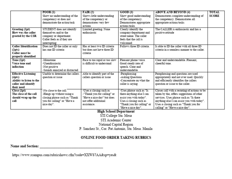 Online-Food-Order-Taking-Rubrics | PDF Online-Food-Order-Taking-Rubrics | PDF
