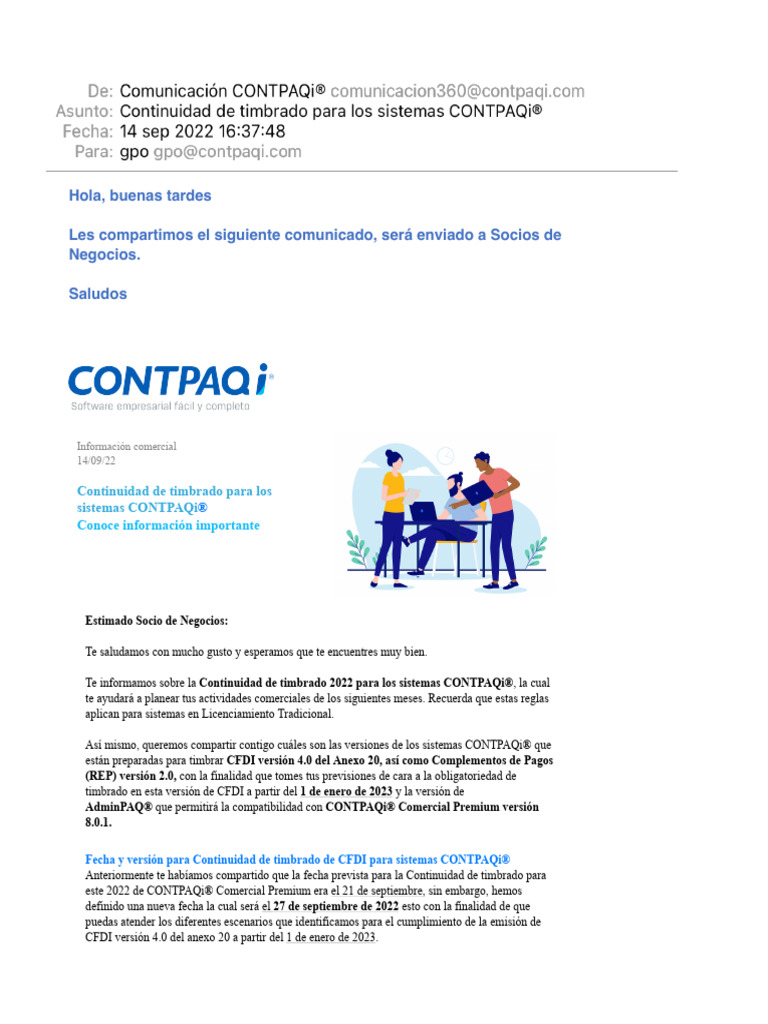 Continuidad de Timbrado para Los Sistemas CONTPAQi® | PDF | Informática | Software