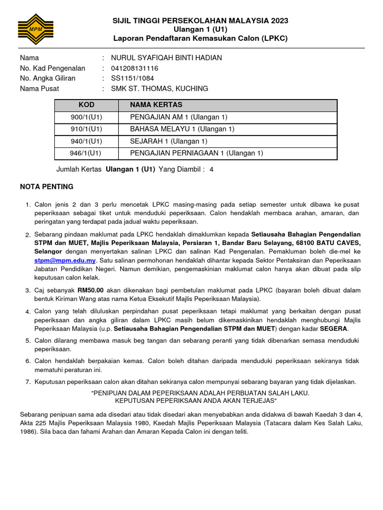 LPKC STPM U1 2023 041208131116 | PDF
