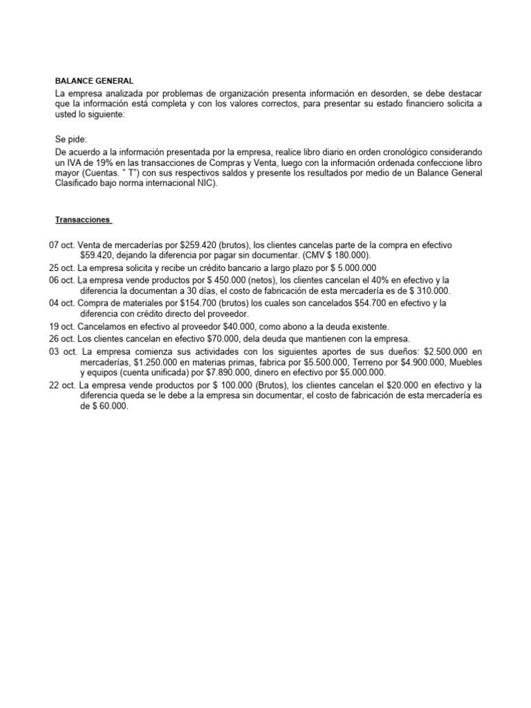 Ejercicio Balance General Completo | PDF | Business | Sector privado