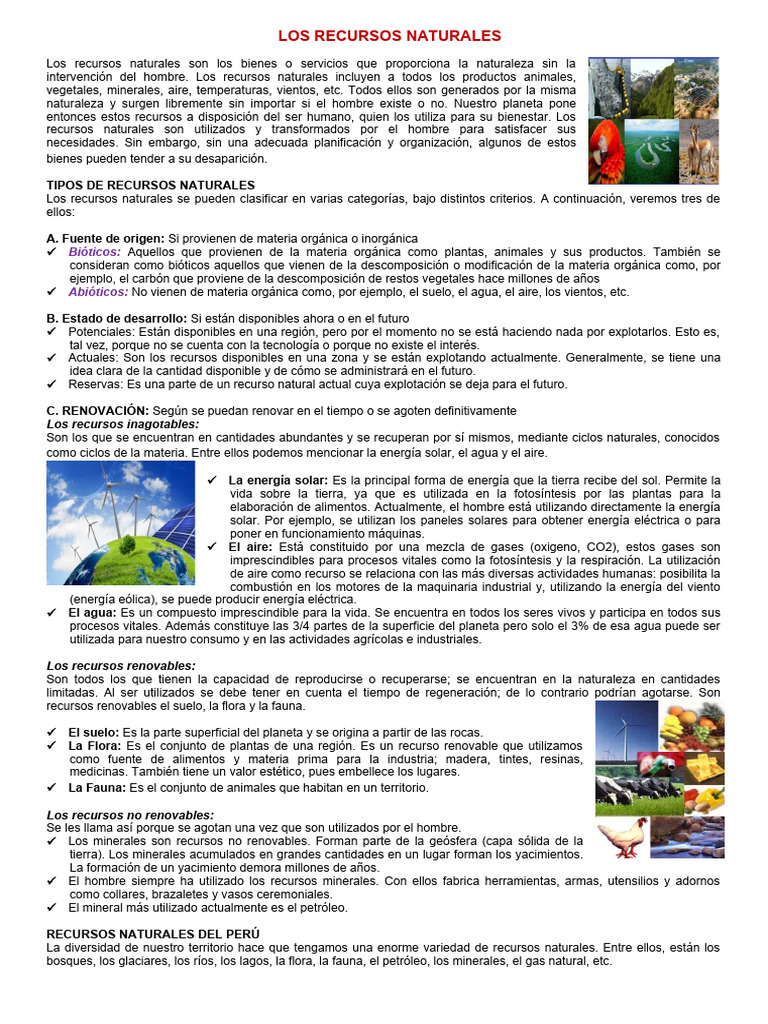 Los Recursos Naturales | PDF | Energía renovable | Agua