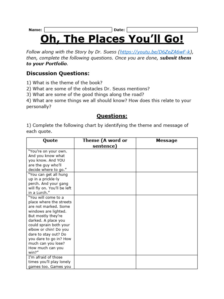 Oh, The Places You'll Go | PDF