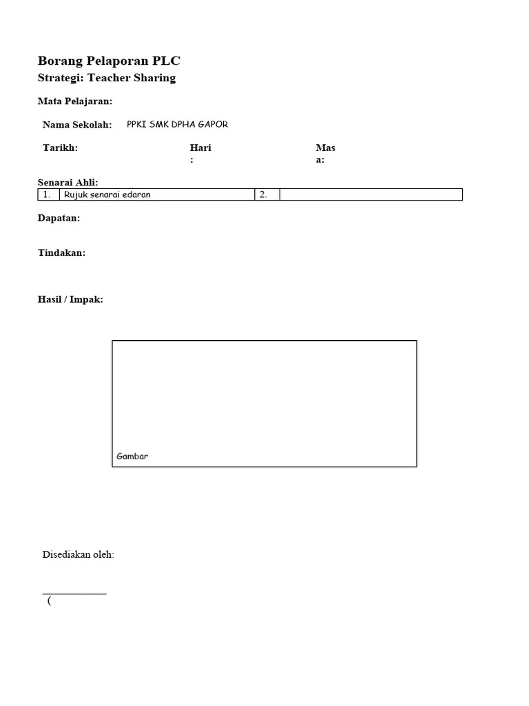 Contoh Pelaporan Teacher Sharing DLM PLC | PDF