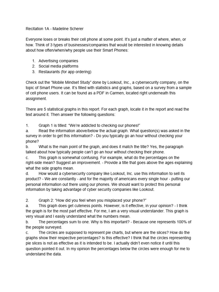 Recitation 1A | PDF | Survey Methodology | Chart