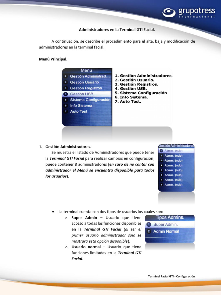 Terminal GTI Facial - Administradores | PDF | Informática | Software