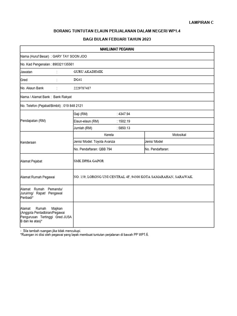 Borang TNT Baru 2021-Kemaskini 21may | PDF