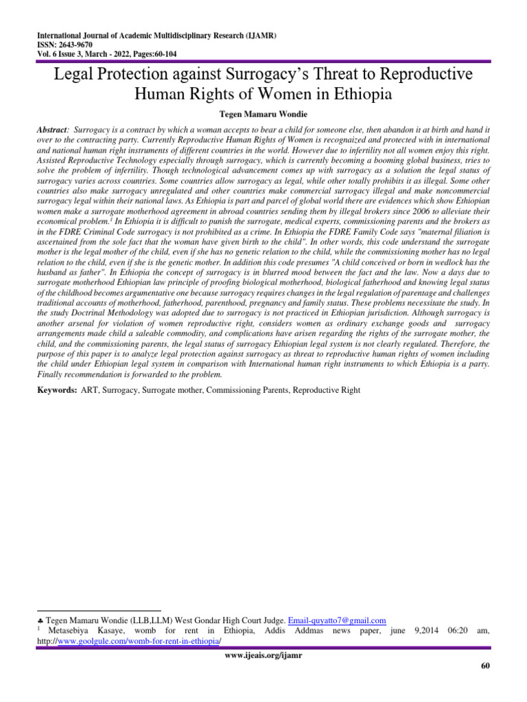 Legal Protection Against Surrogacys Thre | PDF