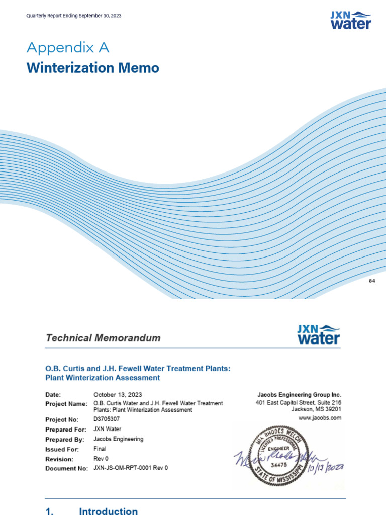 JXN Water Winterization Assessment | PDF