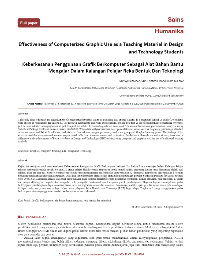 View of Keberkesanan Penggunaan Grafik Berkomputer Sebagai Alat Bahan ... View of Keberkesanan Penggunaan Grafik Berkomputer Sebagai Alat Bahan ...
