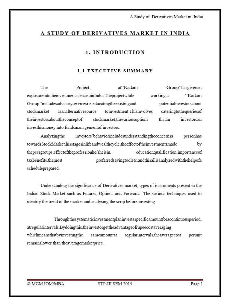 Derivatives Project | PDF | Option (Finance) | Futures Contract