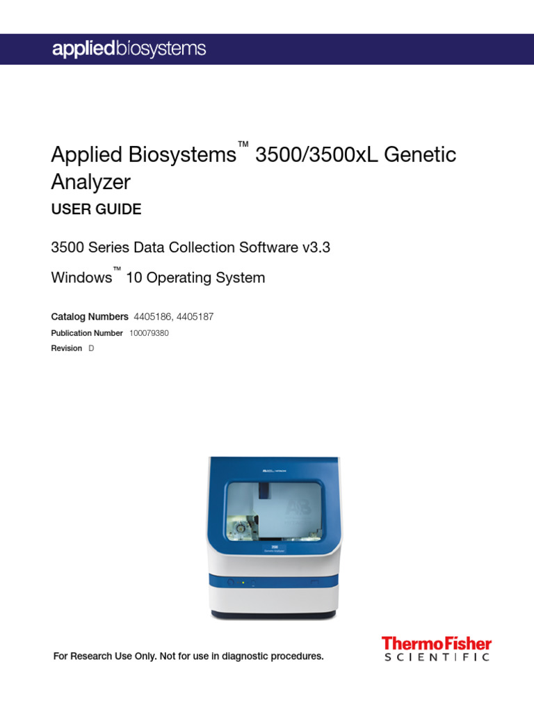 Applied Biosystems 3500 Genetic Analyzer User Manual 1 150 | PDF ...