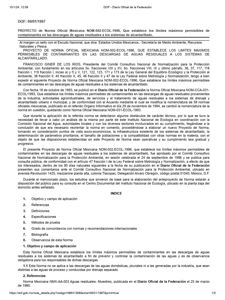 Nom 002 Semarnat Agua | PDF