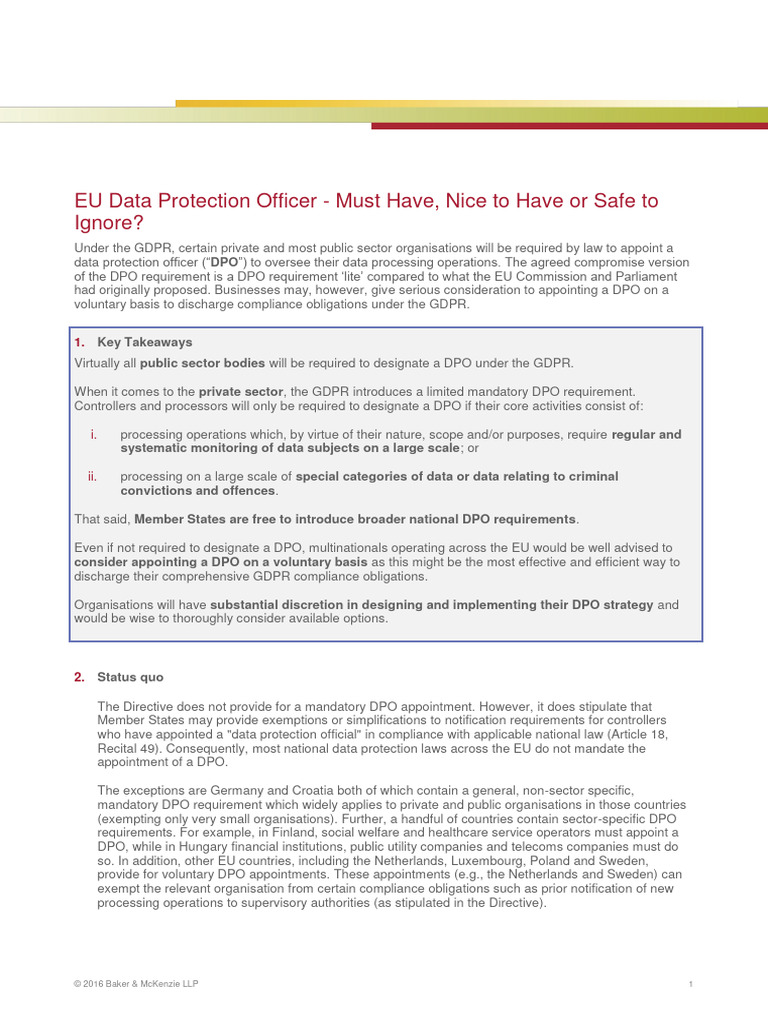 BM-EU Data Protection Officer - Must Have, Nice To Have or Safe To ...