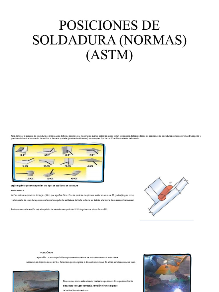 POSICIONES DE SOLDADURA (NORMAS)(ASTM) | PDF | Soldadura | Construcción