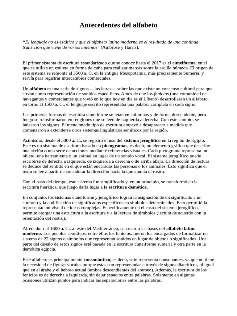 Antecedentes Del Alfabeto | PDF