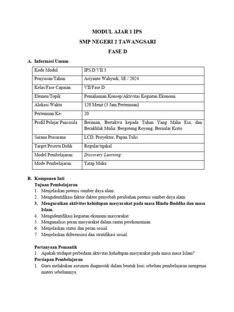 Ips SMP Kelas Vii - Modul Ajar 3.4 (Bab 3) | PDF | Karier & Perkembangan | Kesehatan Holistik