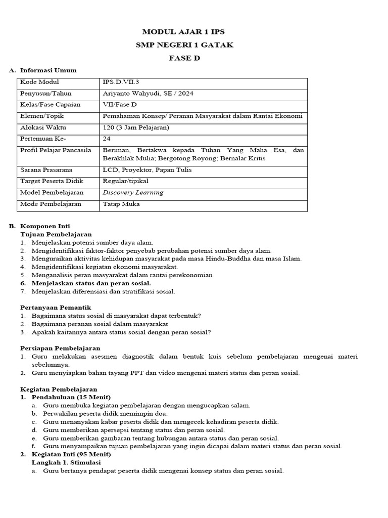Ips SMP Kelas Vii - Modul Ajar 3.7 (Bab 3) | PDF