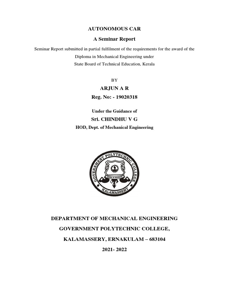Autonomous Car Seminar Report | PDF | Lidar | Engineering