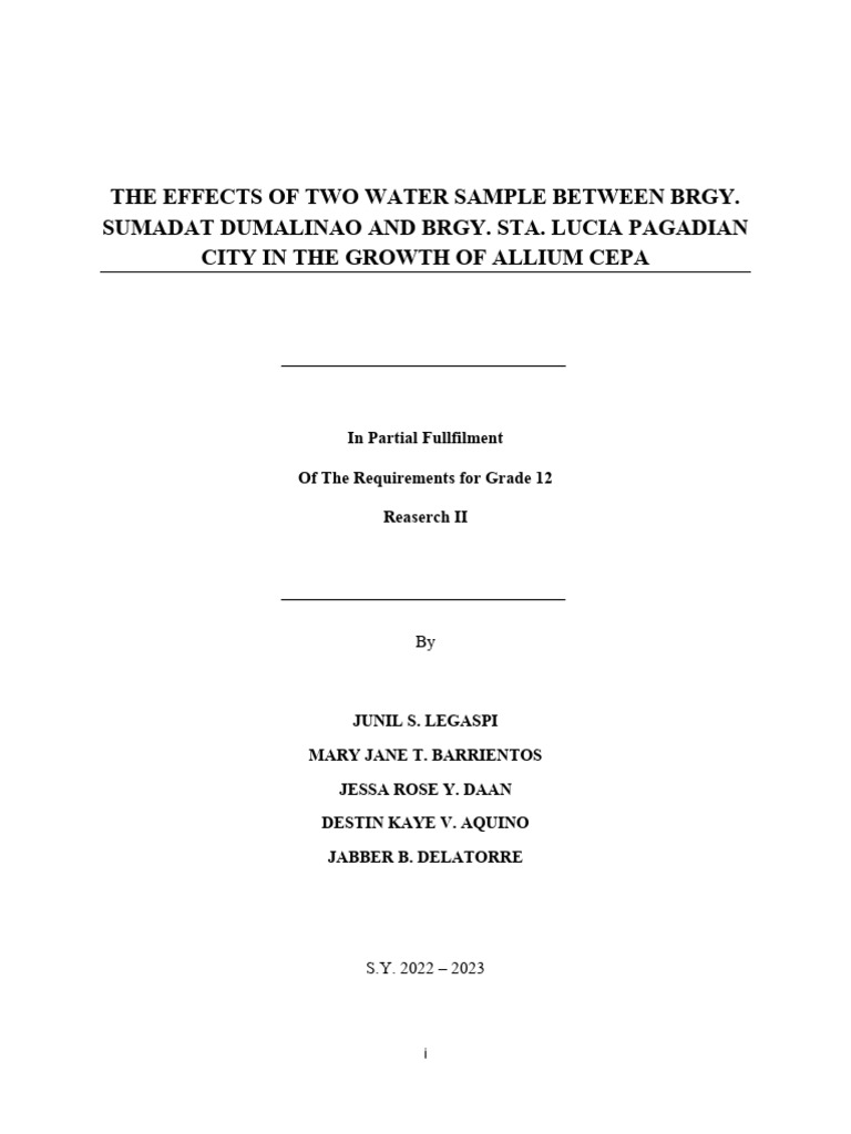 RESEARCH-FINISHED | PDF | Onion | Water Pollution