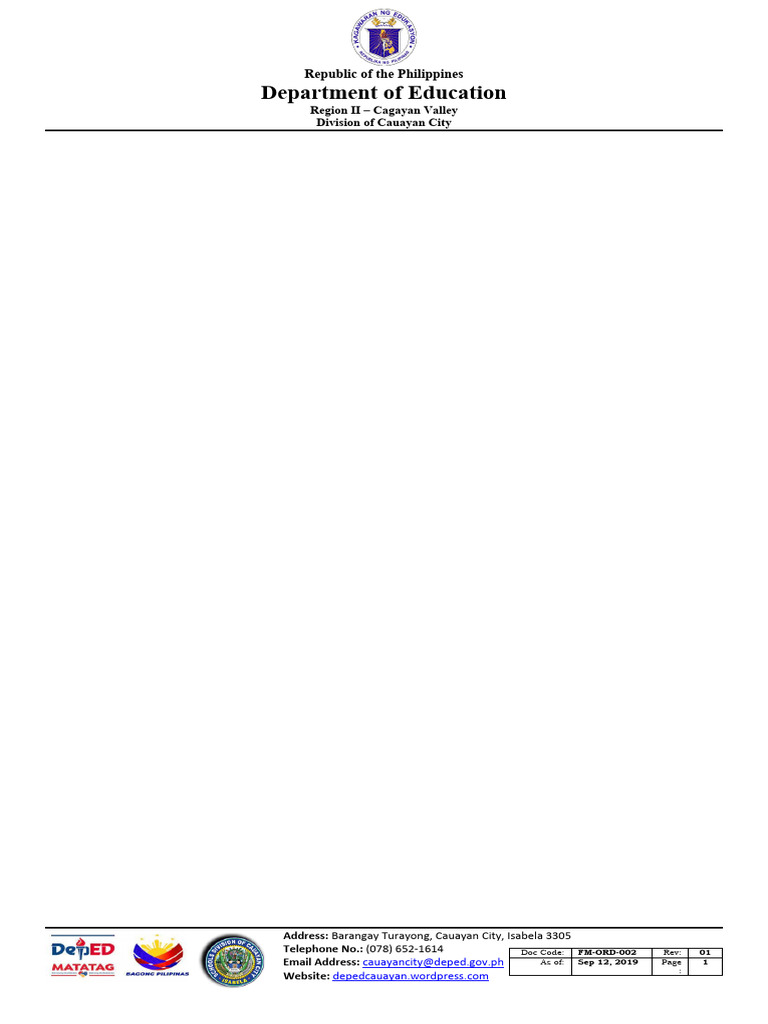 Blank Deped Matatag - Division Template | PDF