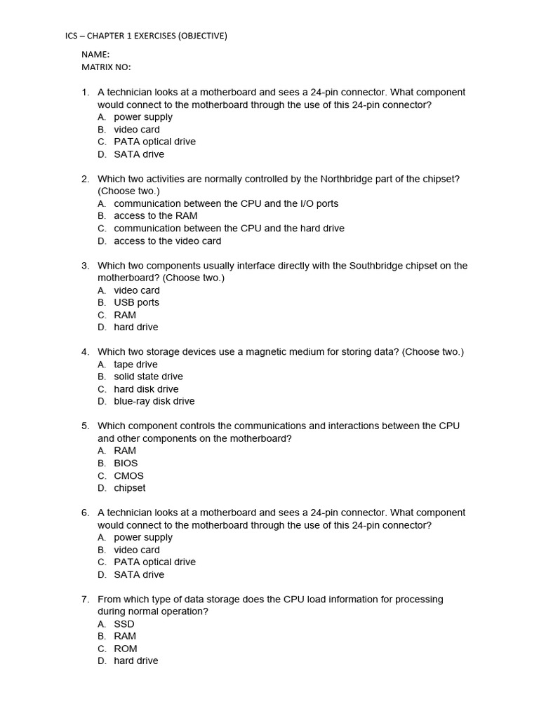 Ics - Chapter 1 - Exercise - Objective | Download Free PDF | Random ...