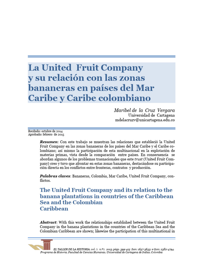United Fruit y Zonas Bananeras del Caribe | PDF | Colombia | Costa Rica