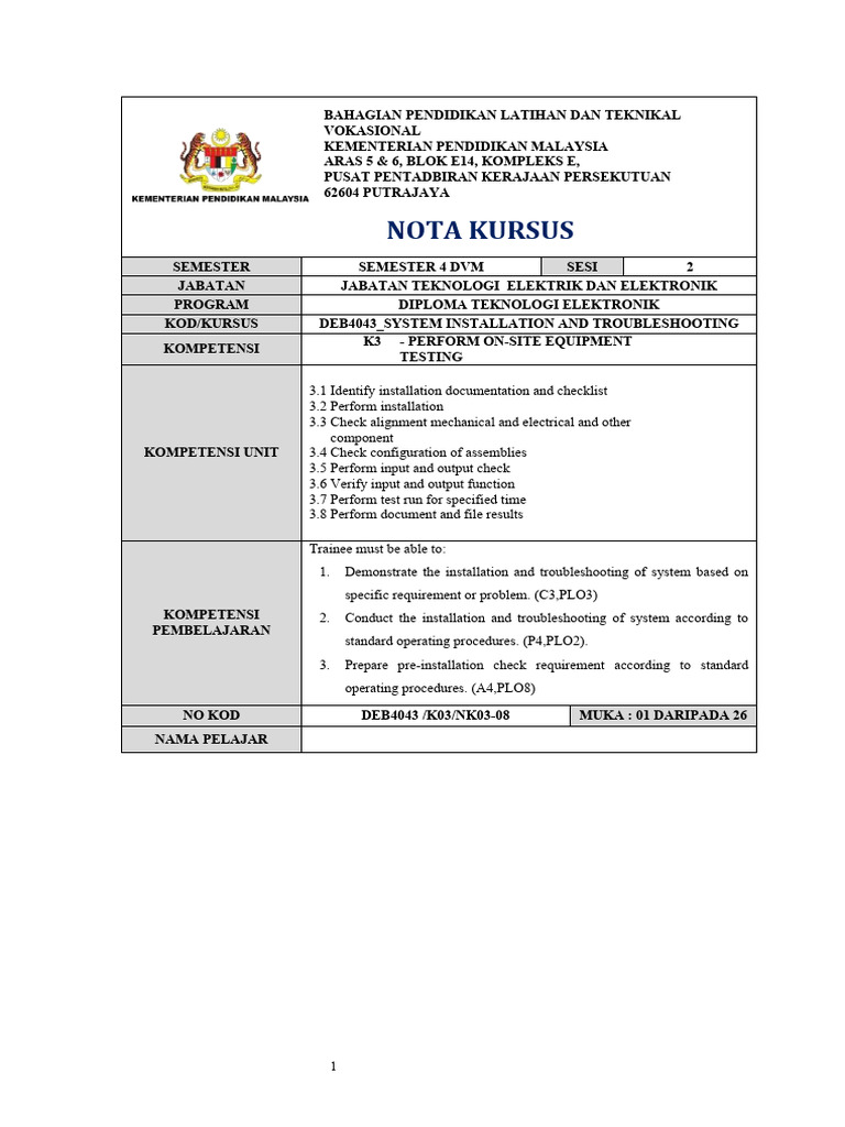 Nota Kuliah k3 | PDF