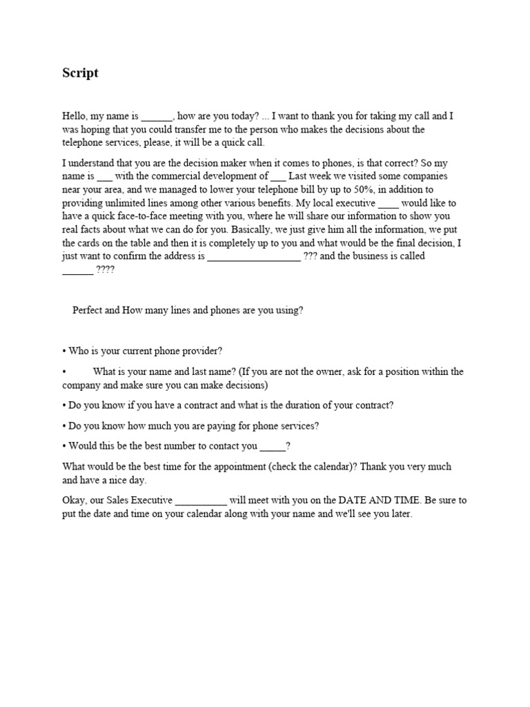 Appointment Script | PDF