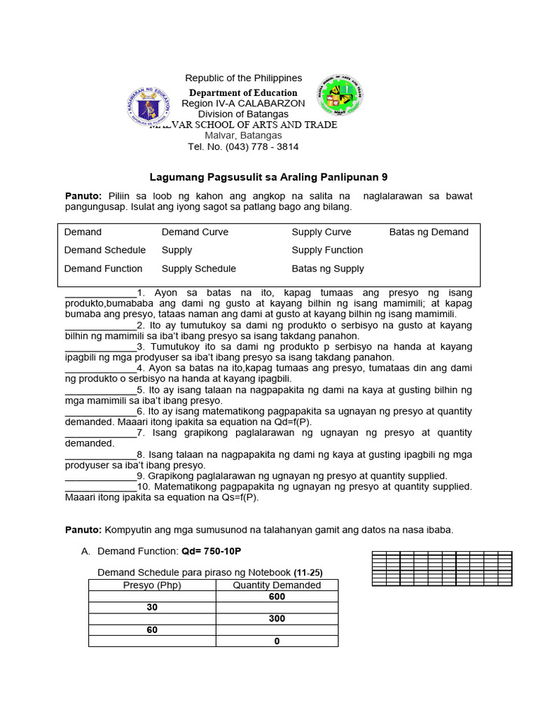 Ikalawang Lagumang Pagsusulit Sa AP9 | PDF