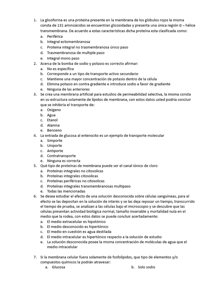 Trasporte y Composicion de Membrana - 2 | PDF | Membrana celular | Citosol