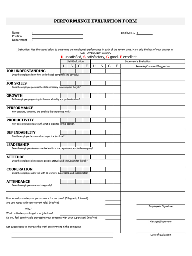Employee Performance Review Form | PDF